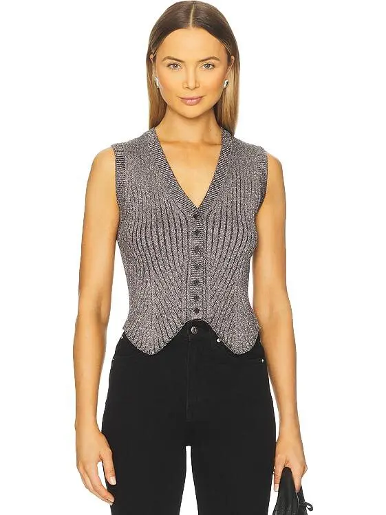ALLSAINTS Cruz Shine Waistcoat - Metallic Silver
