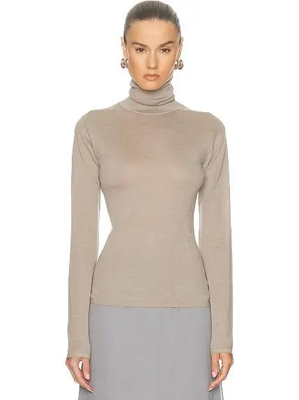 Renggli Cashmere Silk Fitted Turtleneck Sweater - Stone