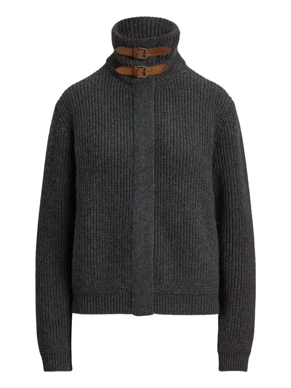 Ralph Lauren Ribbed Buckled-neck Cardigan - Grey