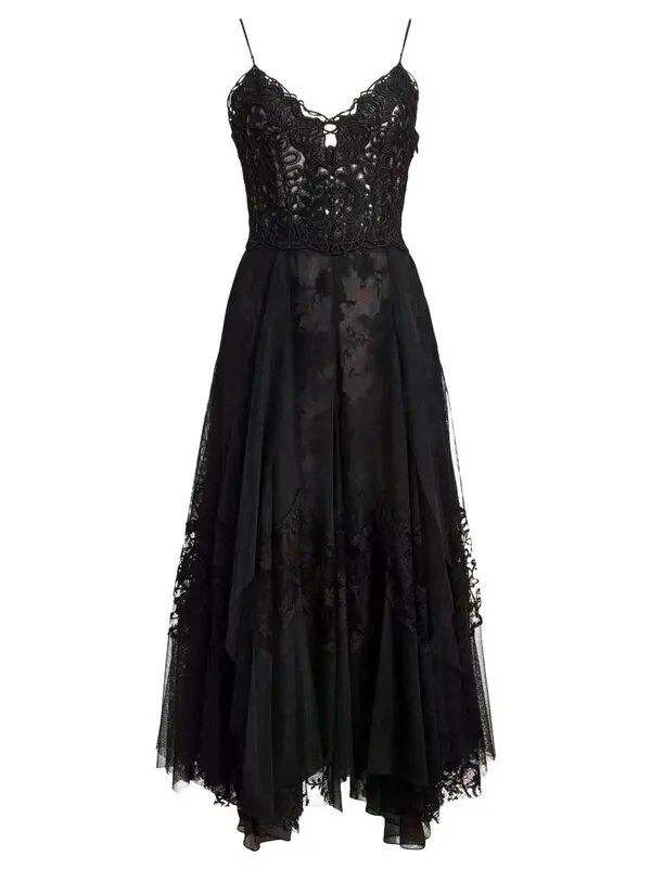 Ralph Lauren Lace-embellished Tiered Maxi Dress - Black