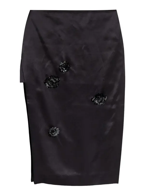 Casablanca Pencil Skirt With Appliqués - Black