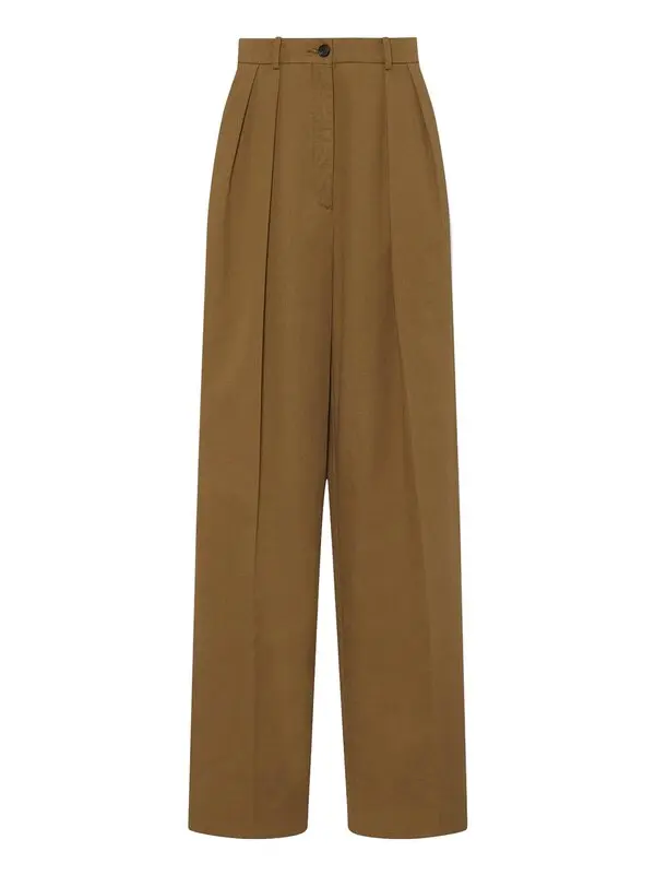THE ROW Igor Cotton And Cashmere Trousers - Brown
