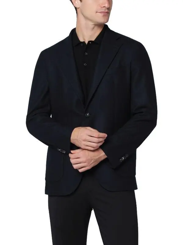 SANTANIELLO Navy Single-breasted Wool Jacket - Blue