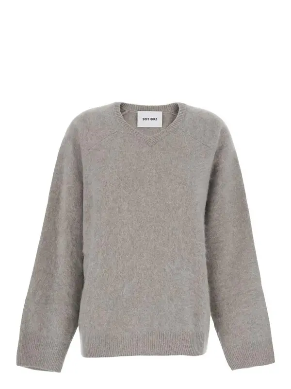 Soft Goat Cashmere Sweater With Brushed Effect - Grey