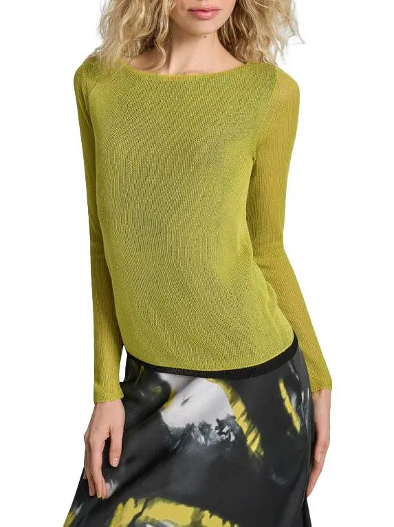 Dkny Double Layer Boat Neck Sweater - Citronella/black