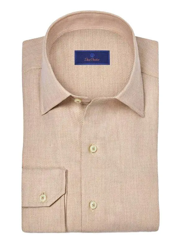 David Donahue Cotton & Cashmere Solid Sport Shirt - Oatmeal