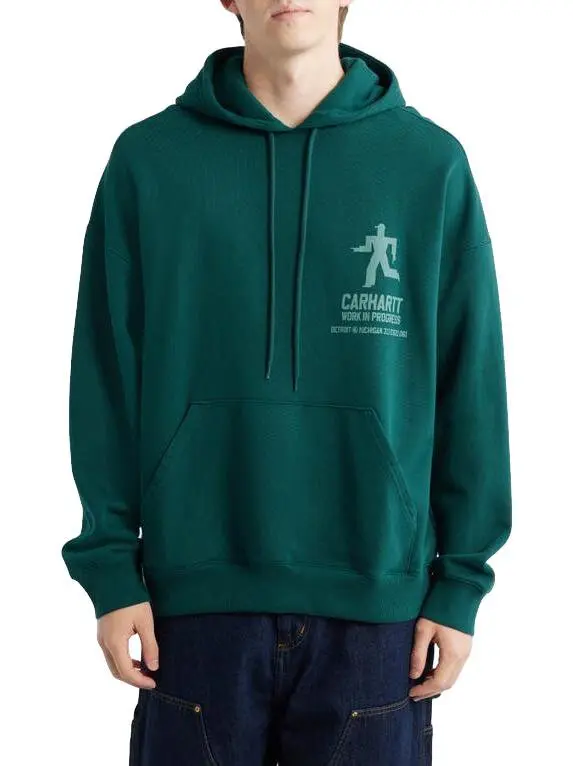 Carhartt Work In Progress Distance Cotton Graphic Hoodie - Dark Fir