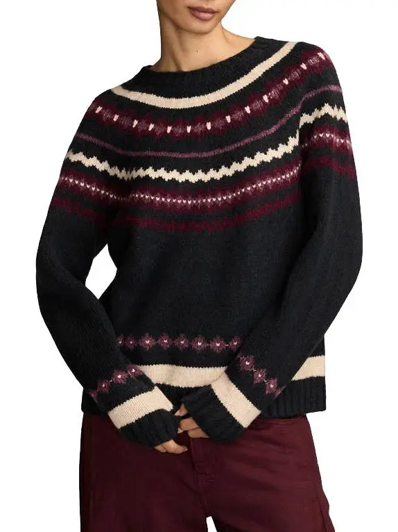 Lucky Brand Fair Isle Crewneck Sweater - Black Iris