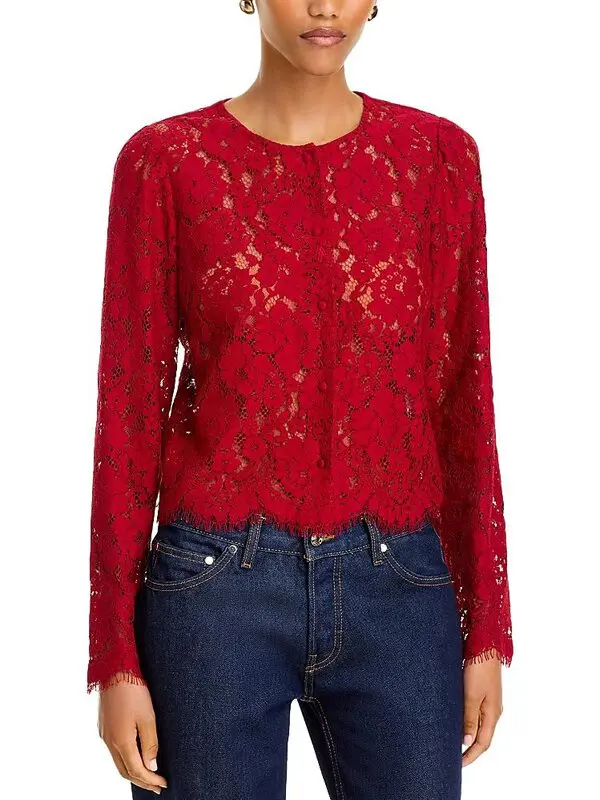 FRAME The Lace Blouse - Deep Ruby