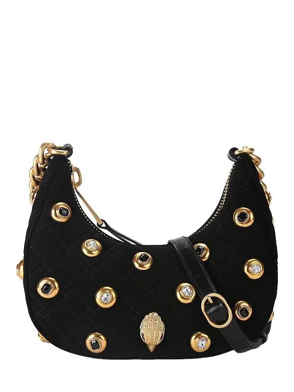 Kurt Geiger Kensington Small Gem Studded Hobo Bag - Black