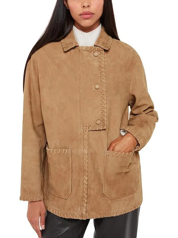 Whistles Bohdi Western Suede Biker Jacket - Camel