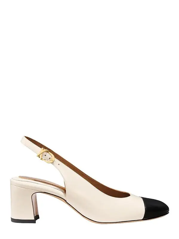 MARGAUX LONNBERG Cap-toe Slingback Pumps - Cream And Black Calf