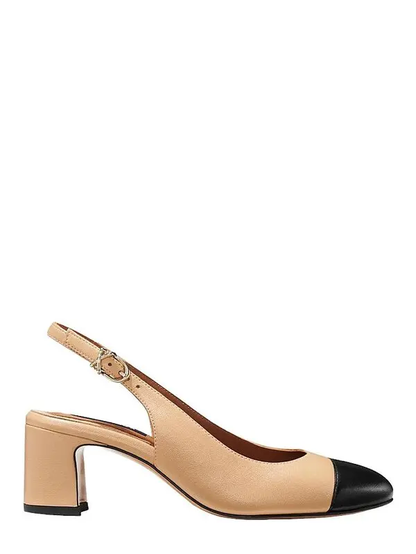 MARGAUX LONNBERG Cap-toe Slingback Pumps - Dune And Black Nappa