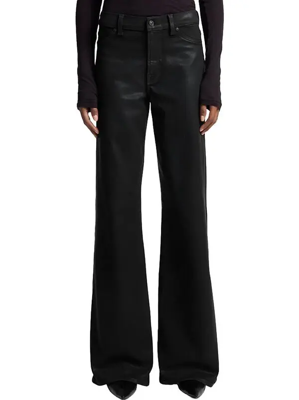 7 For All Mankind High Rise Lotta Flared Leg Jeans - Coated Black