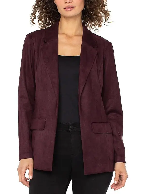 LIVERPOOL Open Front Boyfriend Blazer - Dark Oxblood