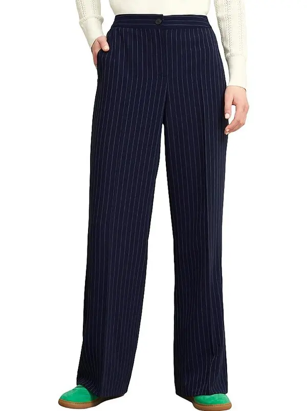 HOBBS LONDON Hadley Pinstriped Trousers - Midnight/ivory