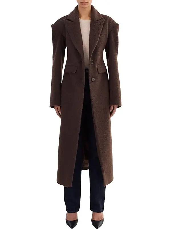 LAMARQUE Peak Lapel Coat - Dark Brown