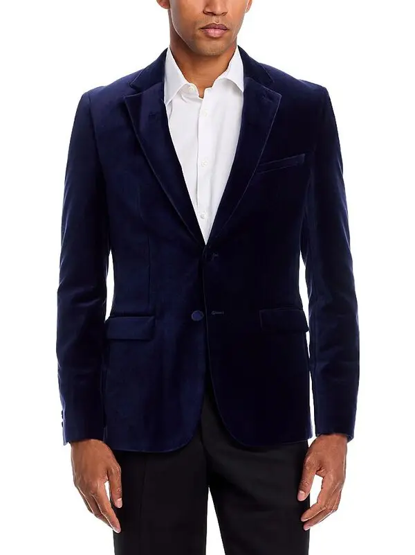 Hugo Arti Slim Fit Velvet Dinner Jacket - Navy