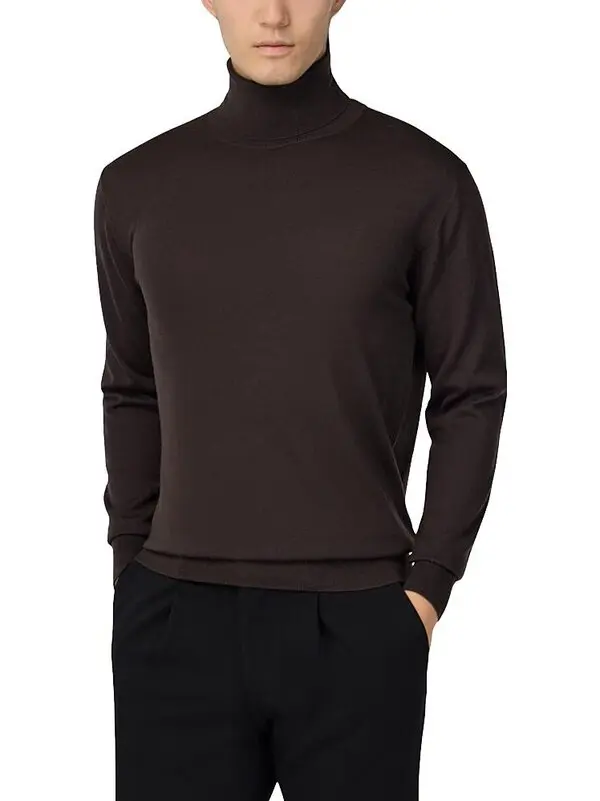 Boggi Milano Extra Fine Merino Wool Turtleneck Sweater - Brown
