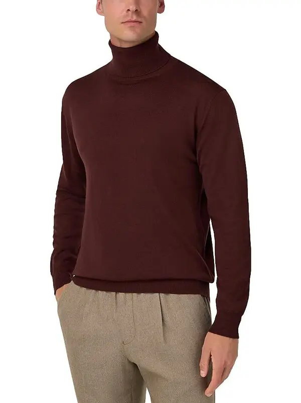 Boggi Milano Extra Fine Merino Wool Turtleneck Sweater - Burgundy