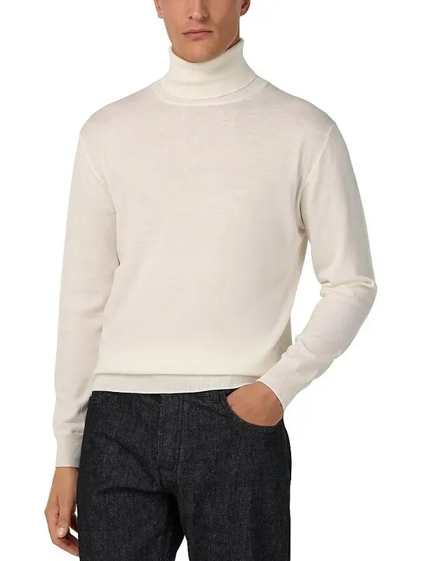 Boggi Milano Extra Fine Merino Wool Turtleneck Sweater - White