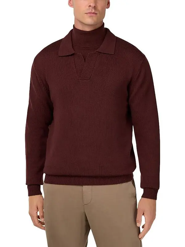 Boggi Milano Knitted Merino Wool Polo Shirt Exclusive - Burgundy