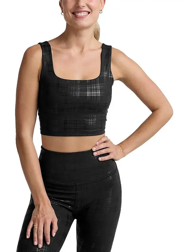 Beyond Yoga Cropped Tank Top - Plaid Foil