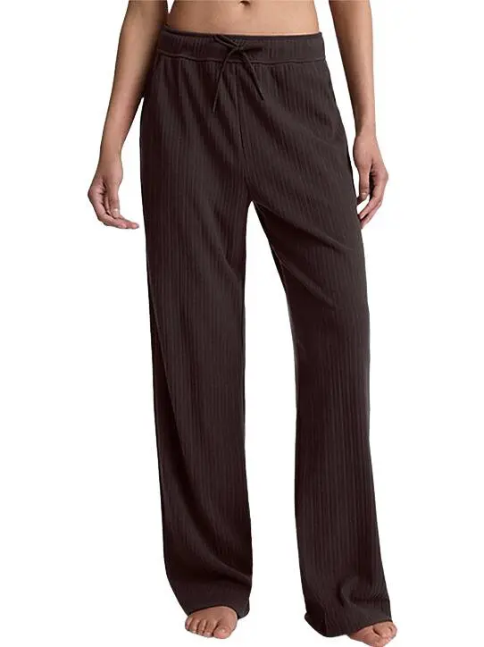 Beyond Yoga Breathe Easy Ribbed Pants - Dark Chocolate