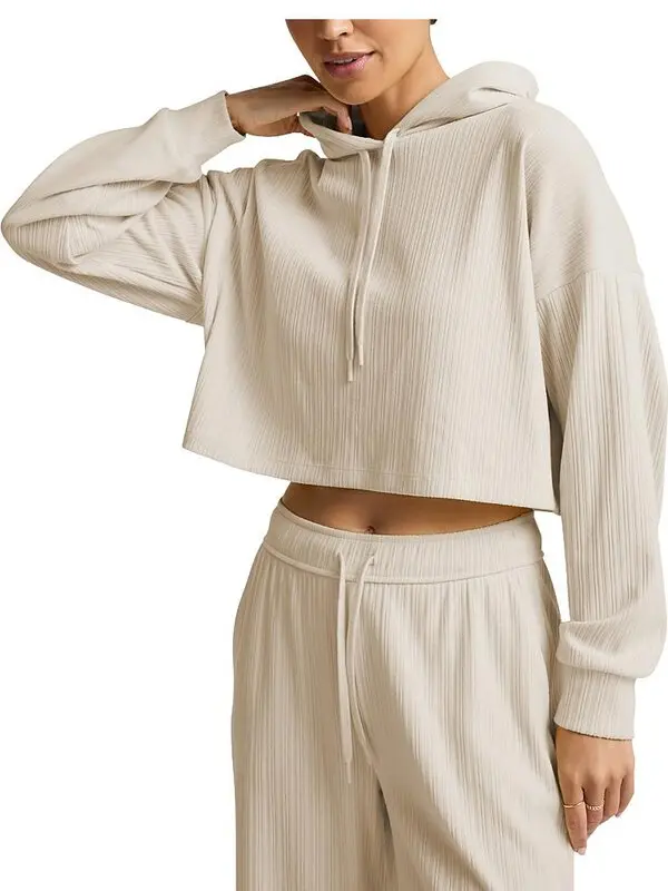 Beyond Yoga Breathe Easy Ribbed Hoodie - Ivory