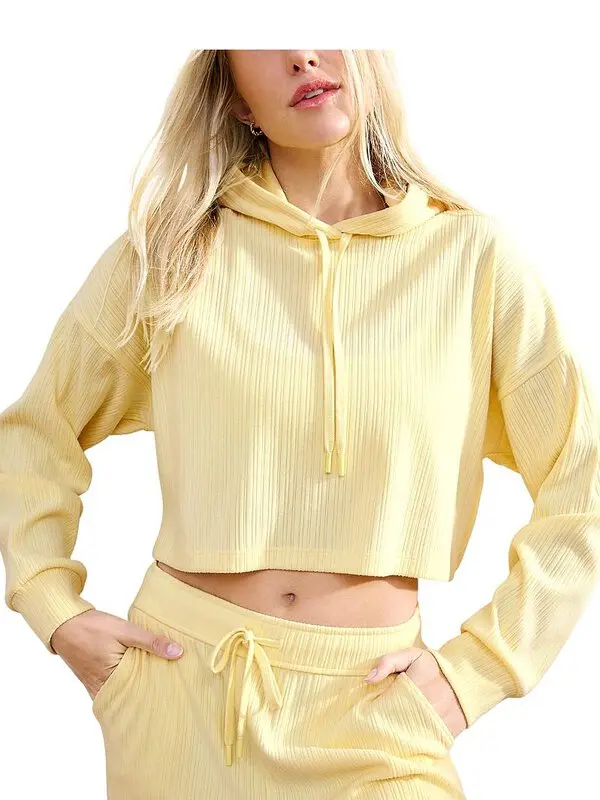 Beyond Yoga Breathe Easy Ribbed Hoodie - Yellow Swirl