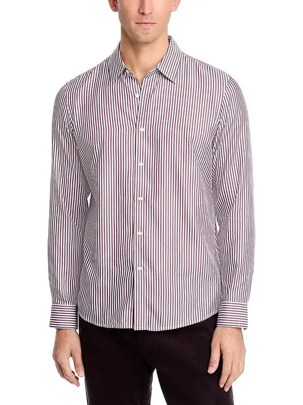 Michael Kors Classic Stripe Button Up Shirt - Oxblood