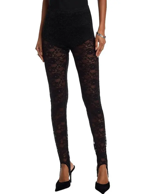 Steve Madden Sandrine Floral Lace Skinny Pants - Black