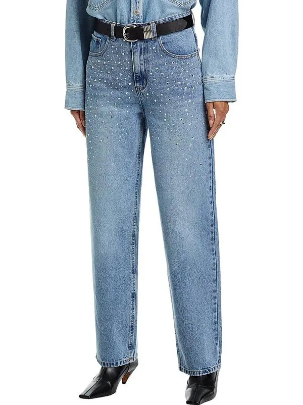 Steve Madden Taylor Embellished Straight Jeans - Forever Blue