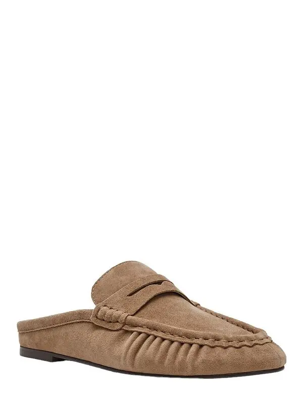 Steve Madden Rafe Penny Loafer Mules - Taupe Suede
