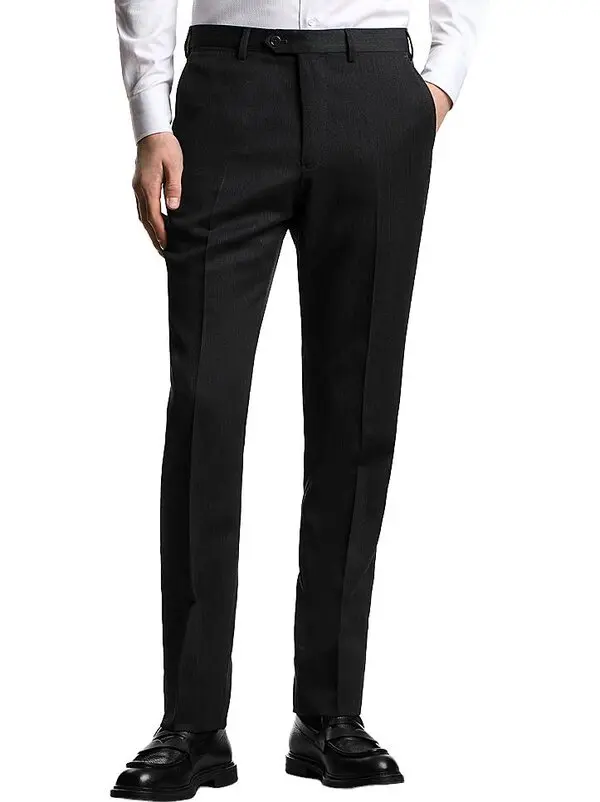 Emporio Armani Regular Fit Wool Trousers - Solid Black