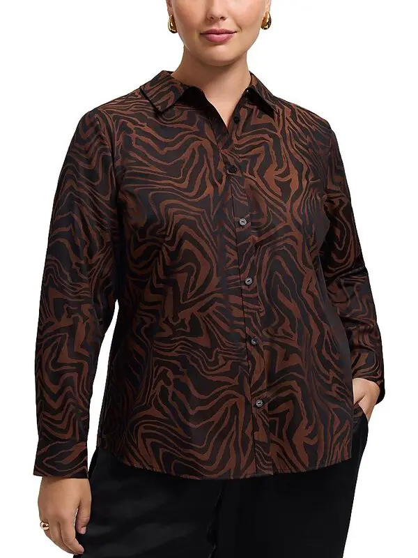 Foxcroft Hampton Zebra Print Shirt - Macchiato/ Black
