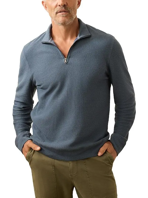 Faherty Brand Textured Knit Quarter Zip Sweater - Breaker Blue