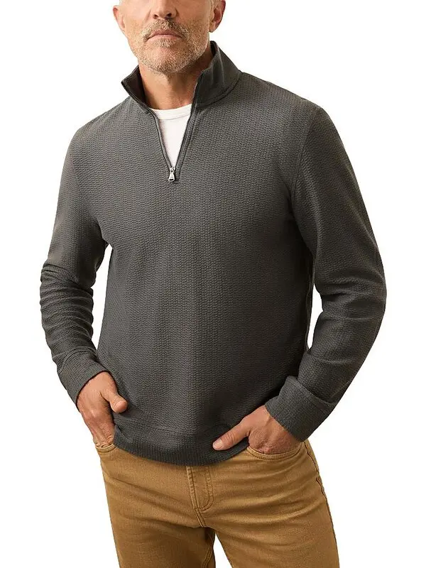 Faherty Brand Textured Knit Quarter Zip Sweater - Mountain Coal
