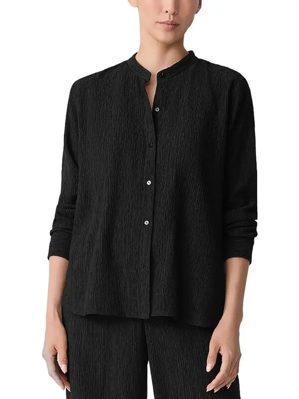 Eileen Fisher Mandarin Collar Shirt - Black