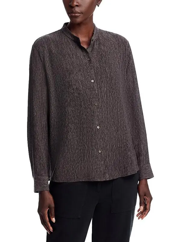 Eileen Fisher Mandarin Collar Shirt - Rye