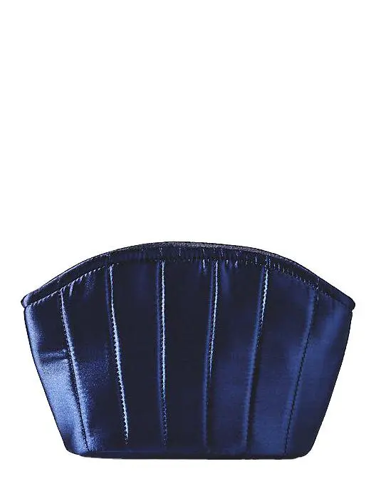 Anthropologie Satin Half-moon Cosmetic Bag - Navy