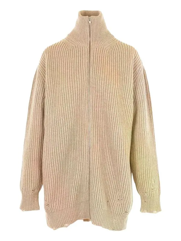 MAISON MARGIELA Zip-up Ribbed Cardigan - Neutrals