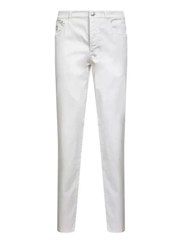 Brunello Cucinelli Five-pocket Trousers With Embroidered Detail - White