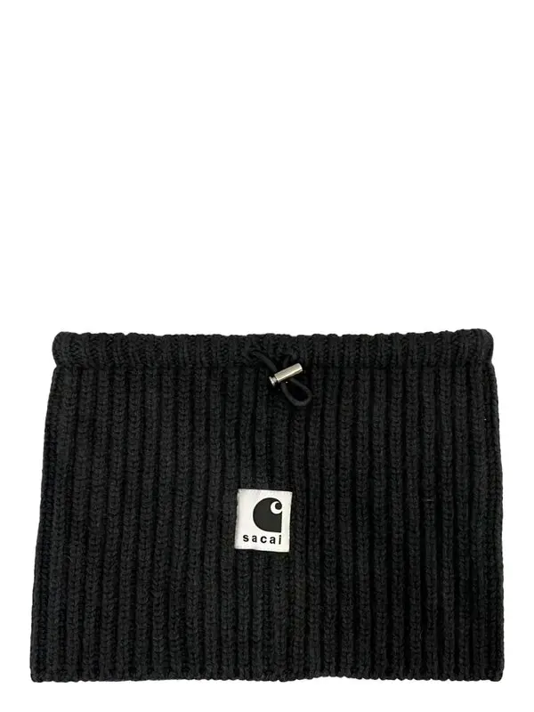 Sacai X Carhartt Wip Ribbed Logo Neck Warmer - Black