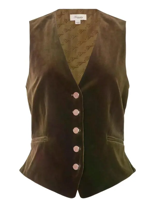 TEMPERLEY LONDON Velvet Button Waistcoat - Green