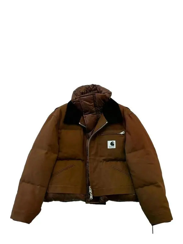 Sacai X Carhartt Wip Collared Puffer Jacket - Brown