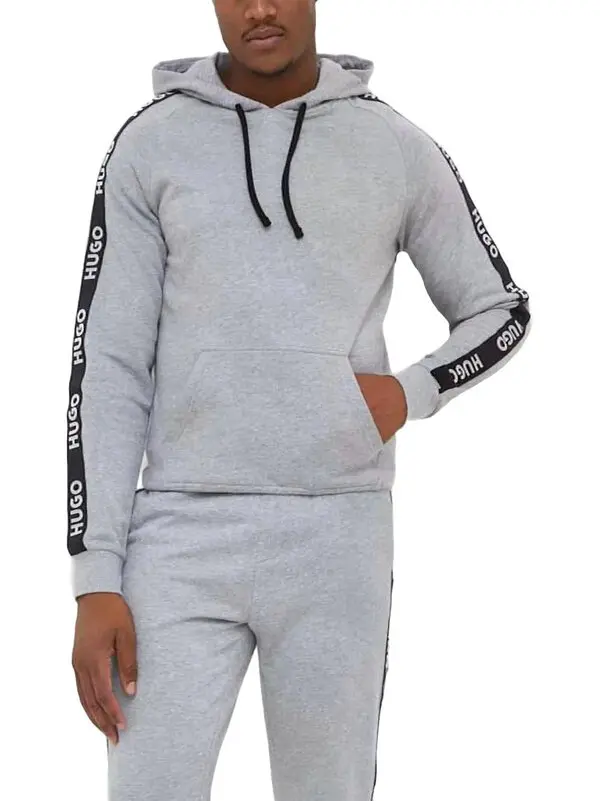 Hugo Boss Hooded Tape-detail Sweatshirt - Grey