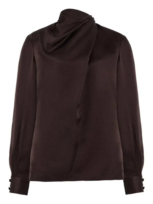 Gabriela Hearst Marcela Draped Silk Top - Brown