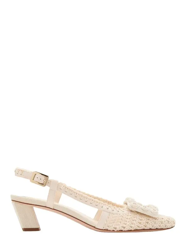 ROGER VIVIER Belle Vivier Crocheted Slingback Pumps - White