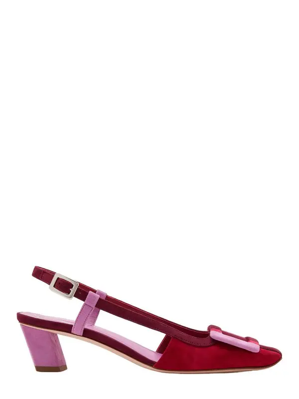 ROGER VIVIER Belle Vivier Striped Suede Slingback Pumps - Purple